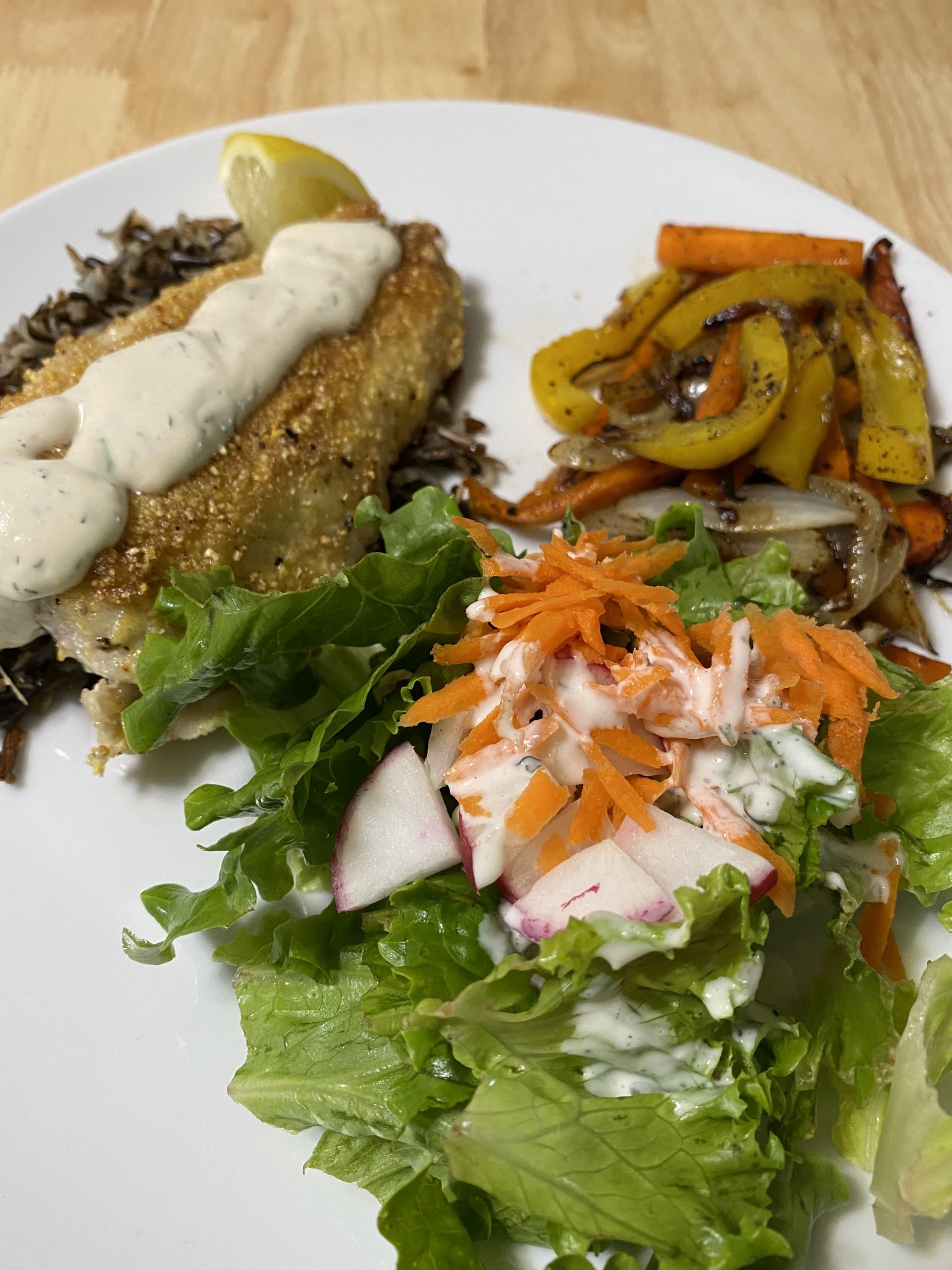 Cornmeal-coated fish with a cashew sauce - Little Lisa's Gluten-Free Nosh